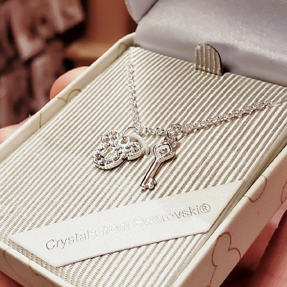 Disney | Jewelry | Disney Swarovski Crystal Mickey Key Lock Necklace ...